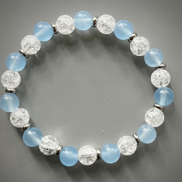 Hand Crafted | Jewelry | Light Blue Quartz And Clear Crackle Quartz ...